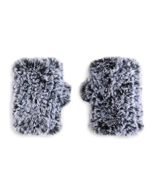 Surell Faux Fur Fingerless Mittens - Black Frost