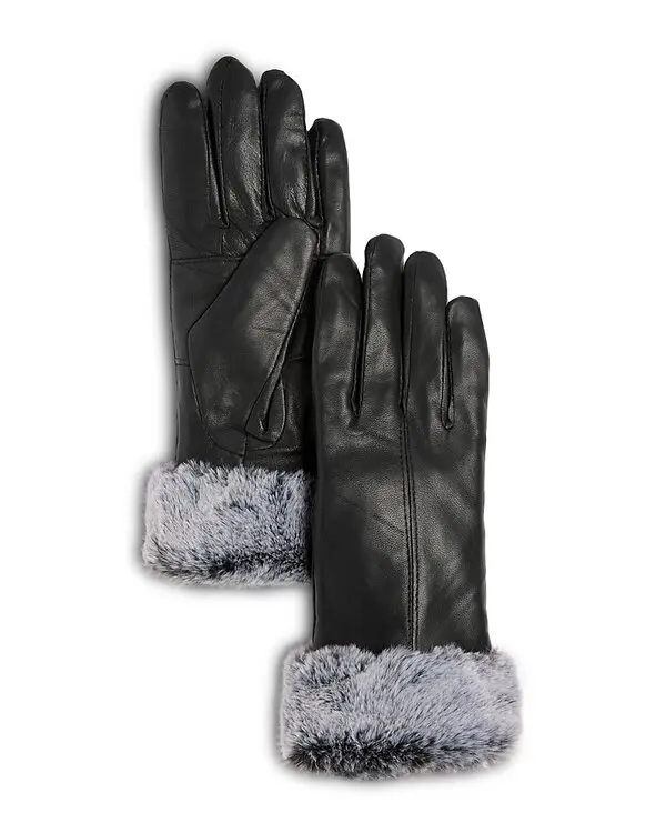 Surell Faux Fur Leather Gloves - Black/black Frost