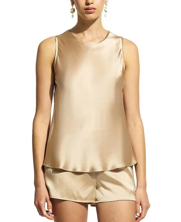 Ginia Pure Silk Tank Top - Mink