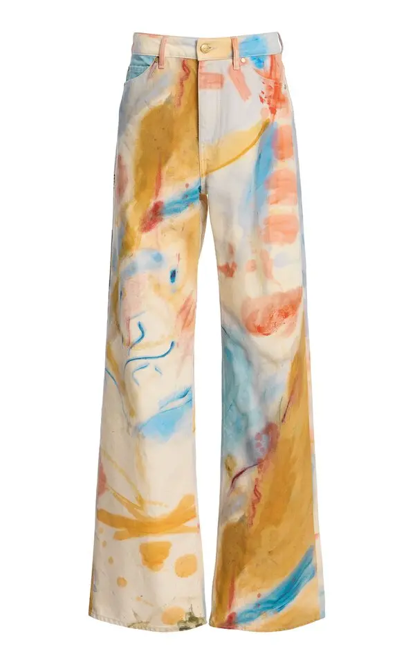 Ulla Johnson Willow Printed Denim Wide-leg Jeans - Multi
