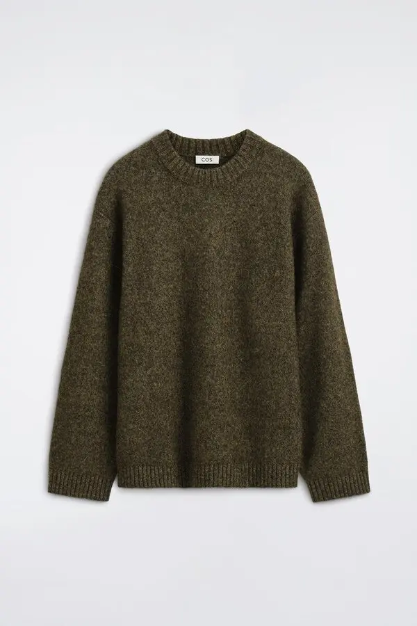 Cos Oversized Alpaca-blend Crew-neck Sweater - Brown