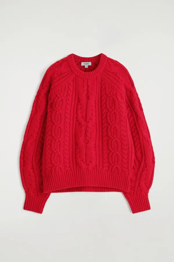 Cos Cable-knit Wool-cashmere Sweater - Red