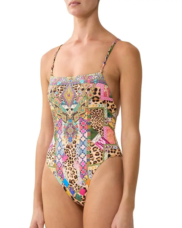 Camilla Straight Neck Double Strap One-piece Swimsuit