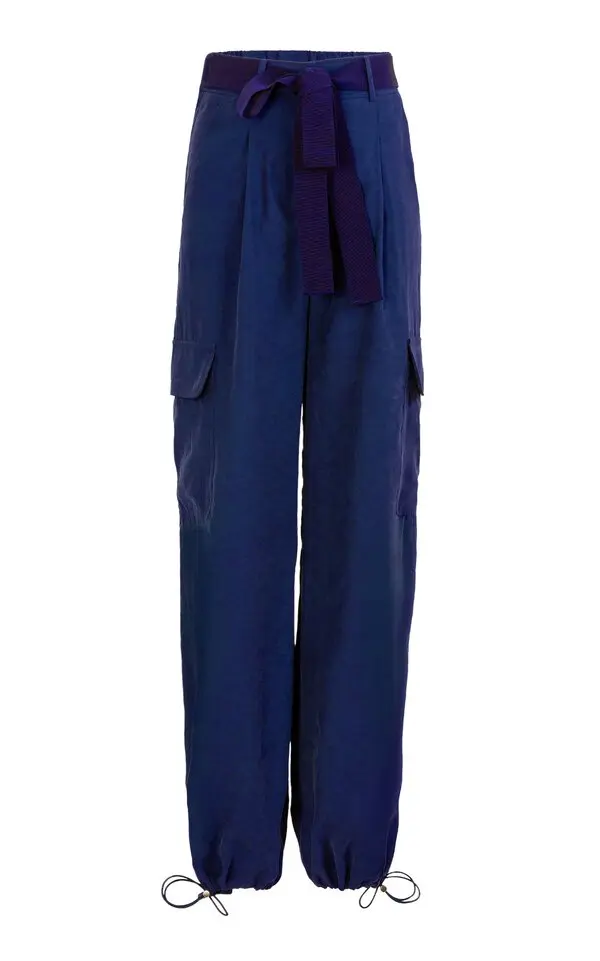Silvia Tcherassi Darnell Crepe Cargo Pants - Navy