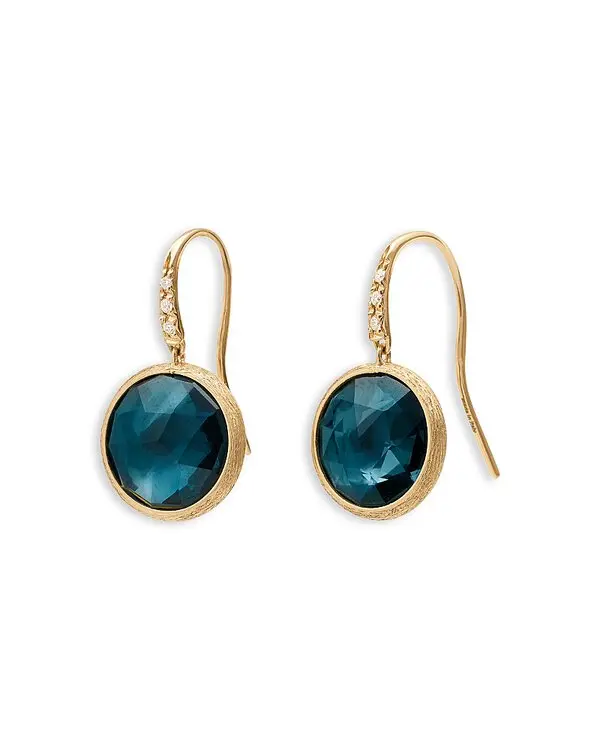 Marco Bicego 18k Yellow London Blue Topaz, And Diamond Drop Earrings - Gold