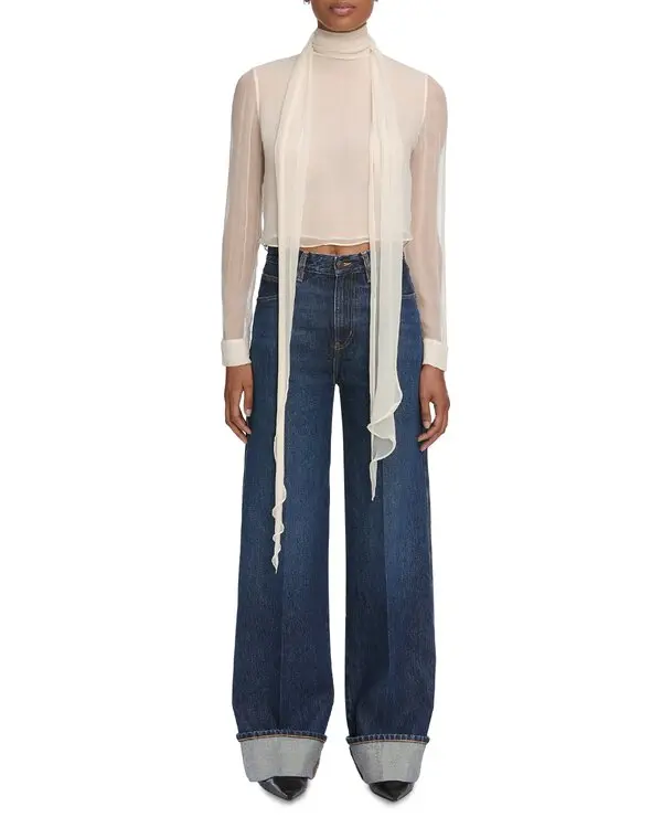 FRAME The Cuffed Wide Leg Jeans - Spencer