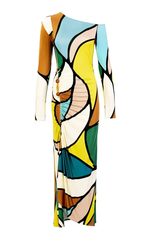Silvia Tcherassi Ilania Ruched Jersey Midi Dress - Multi
