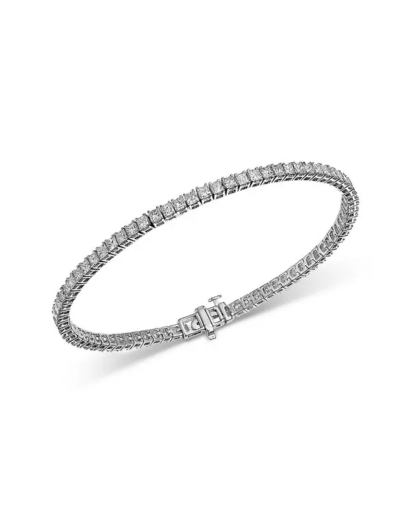Bloomingdale'S Diamond Princess Tennis Bracelet In 14k Gold, 5.0 Tcw - White