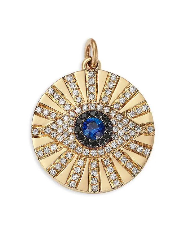 MOON & MEADOW 14k Yellow Sapphire, And Diamond Evil Eye Pendant - Gold