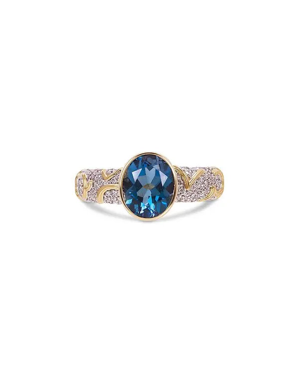 Marina B Ondine Solitaire Blue Topaz And Diamond Ring - Gold