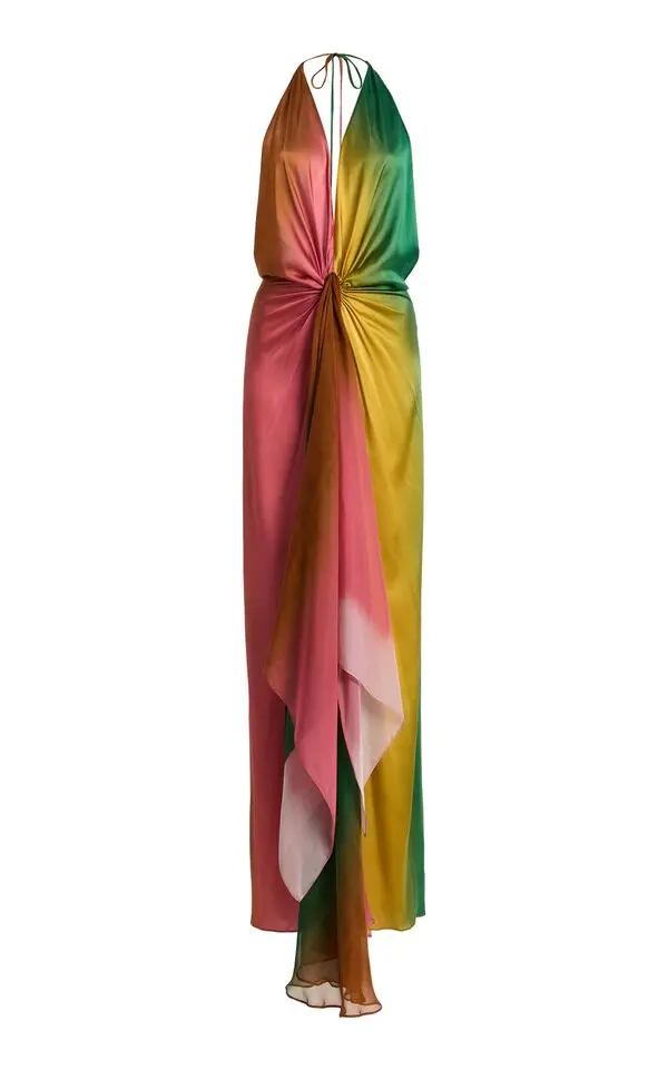 Silvia Tcherassi Dixon Stretch-silk Maxi Halter Dress - Multi