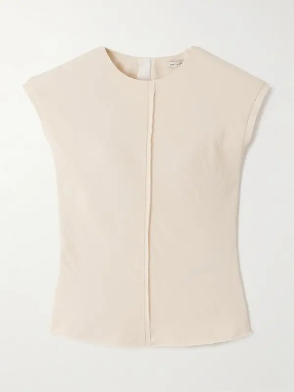 AMI Paris Frayed Crepe Tank - Neutrals