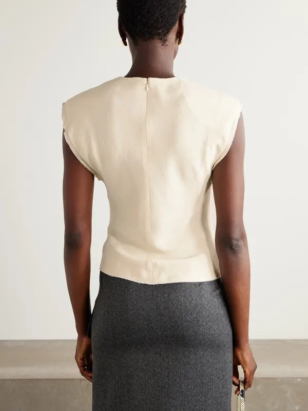 AMI Paris Frayed Crepe Tank - Neutrals