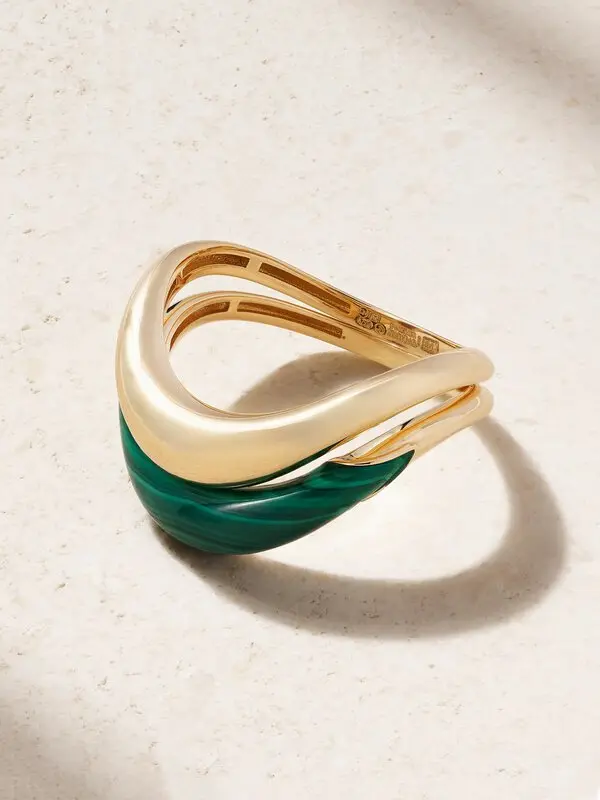 L’ATELIER NAWBAR Boa 18-karat Malachite Ring Set - Gold
