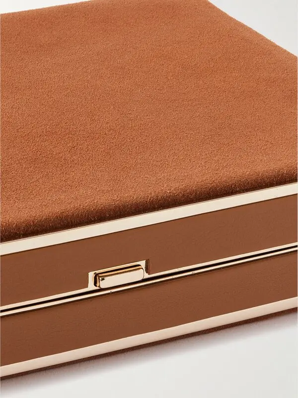 HUNTING SEASON Square Compact Leather-trimmed Suede Clutch