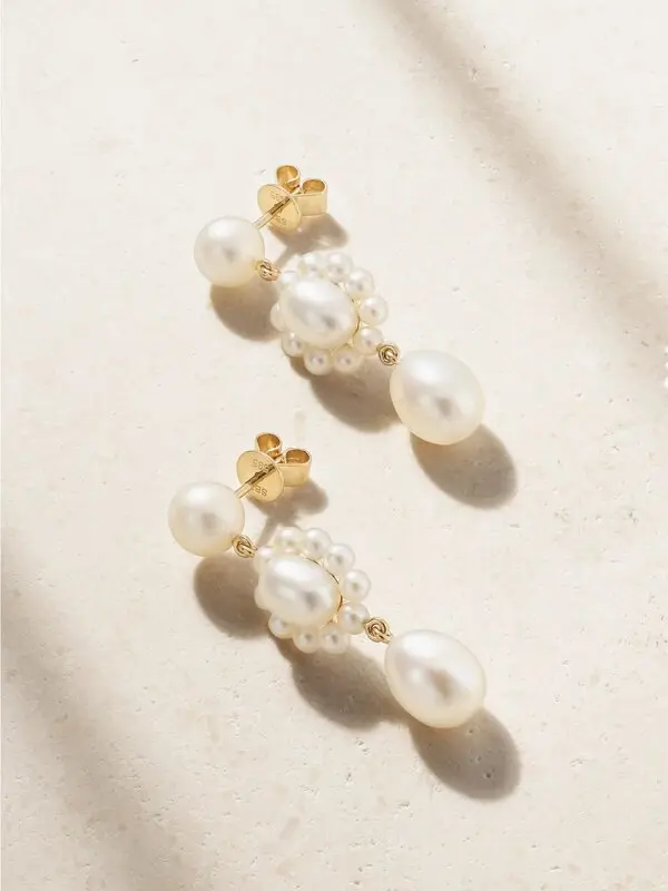 Sophie Bille Brahe Amis Marguerite 14-karat Recycled Pearl Earrings - Gold
