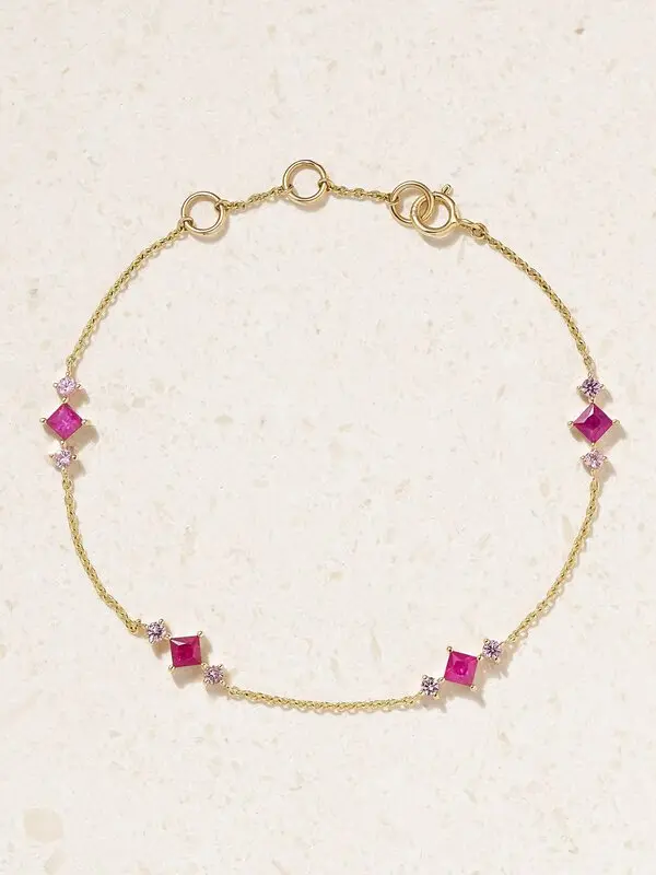 STONE AND STRAND 14-karat Ruby And Sapphire Bracelet - Gold