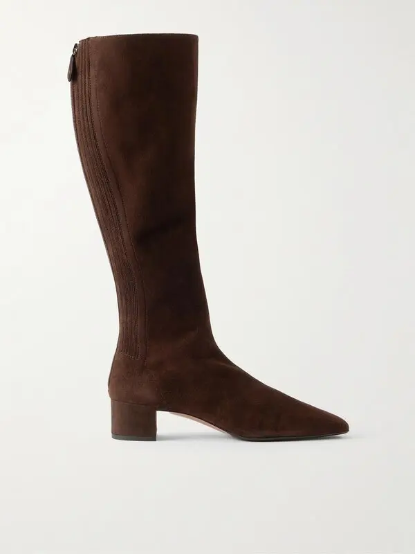 AQUAZZURA Saint Honoré 35 Suede Knee Boots - Brown