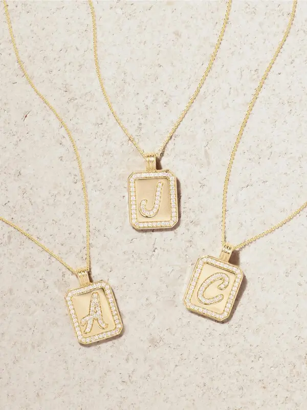 STONE AND STRAND Letter Diamond Necklace - Gold