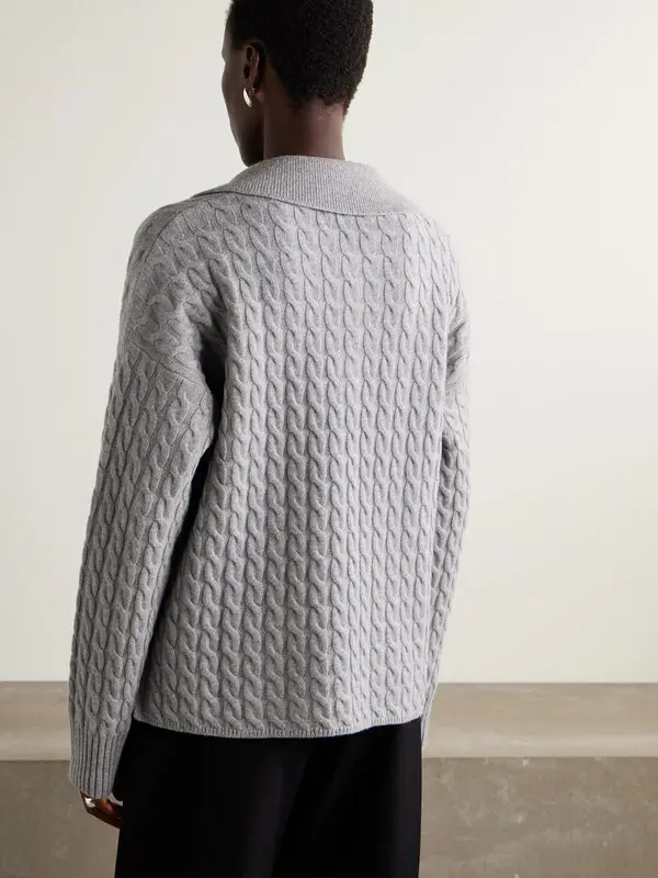 AMI Paris Cable-knit Wool And Cashmere-blend Sweater