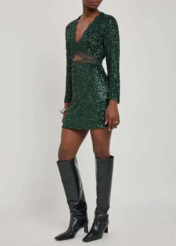 never fully dressed green sequin dress Emerald Sequin Mini Mimi Dress – Never Fully Dressed main image 0