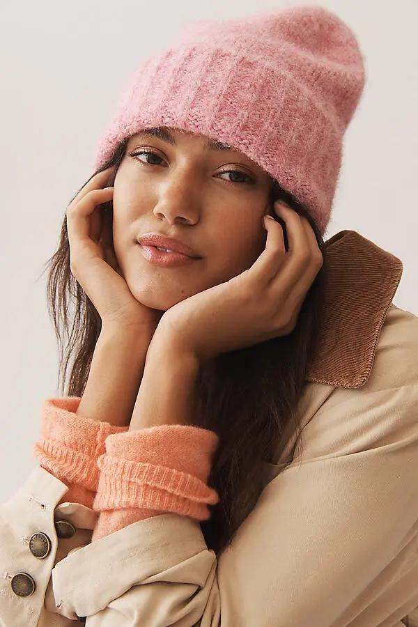 Anthropologie Ribbed Knit Beanie - Pink
