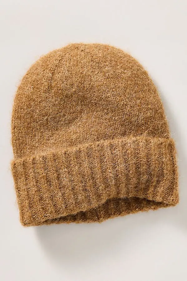 Anthropologie Ribbed Knit Beanie - Tan