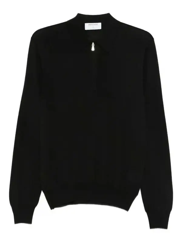 GRAN SASSO Half-zip Wool Sweater - Black