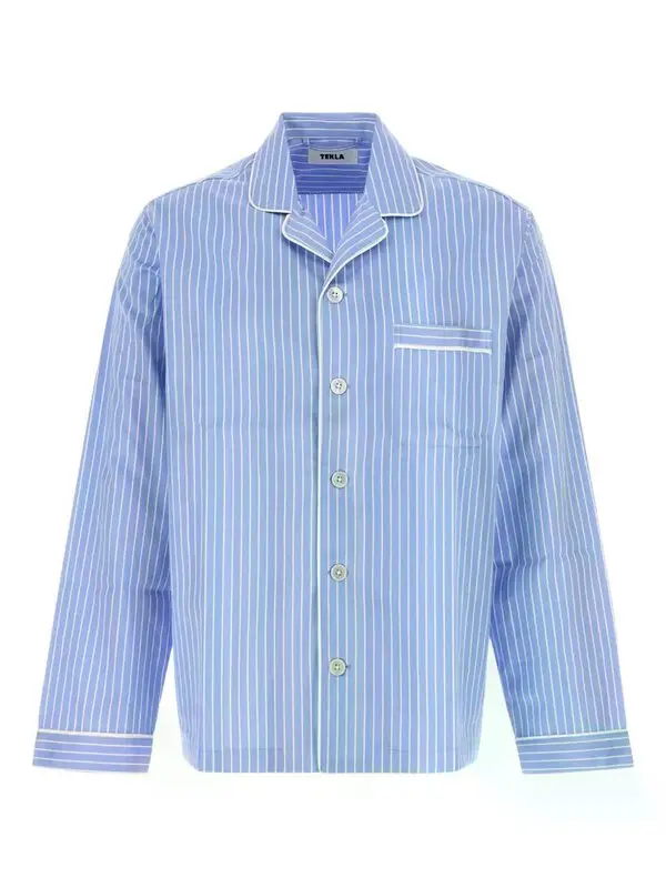 TEKLA Embroidered Striped Shirt - Blue