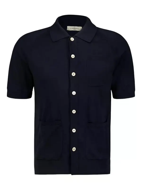 PIACENZA CASHMERE 1733 Patch-pocket Short-sleeve Shirt - Blue