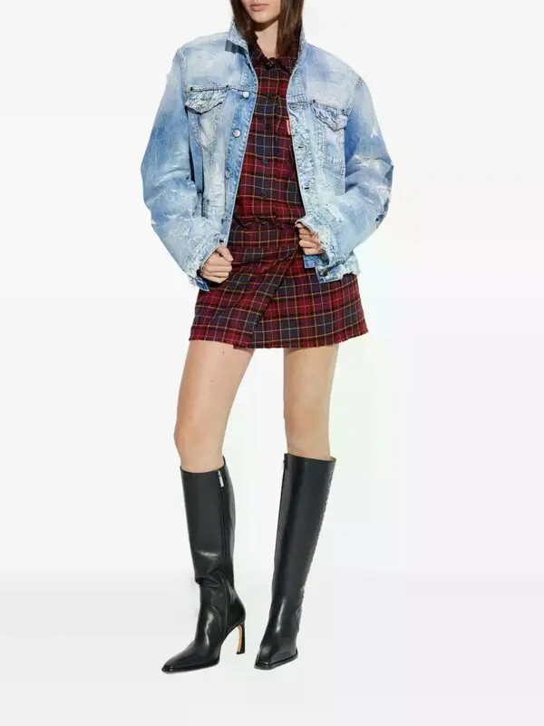 Off-White Checked Shirt Dress