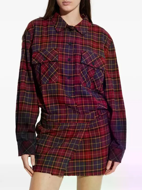 Off-White Checked Shirt Dress