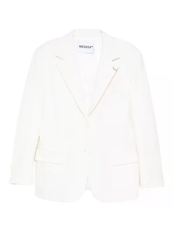 MEDEEA Single-breasted Wool Blazer - White