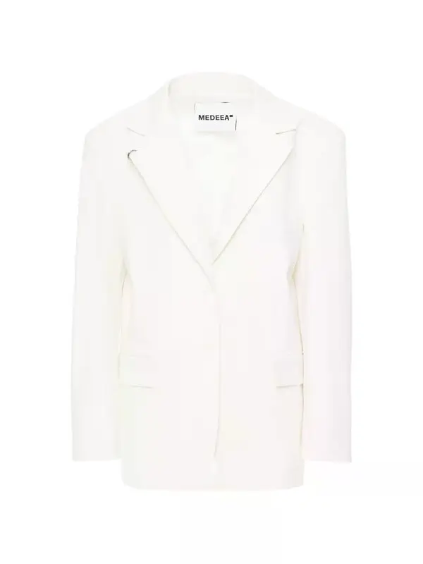 MEDEEA Single-breasted Wool Blazer - White