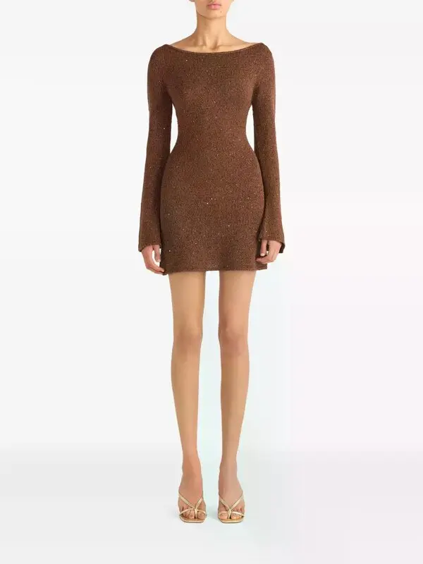 Asta Resort Maya Longsleeve Mini Dress - Brown | Editorialist