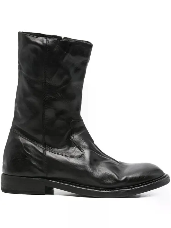 Moma Word Leather Ankle Boots