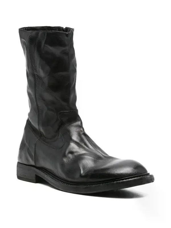 Moma Word Leather Ankle Boots