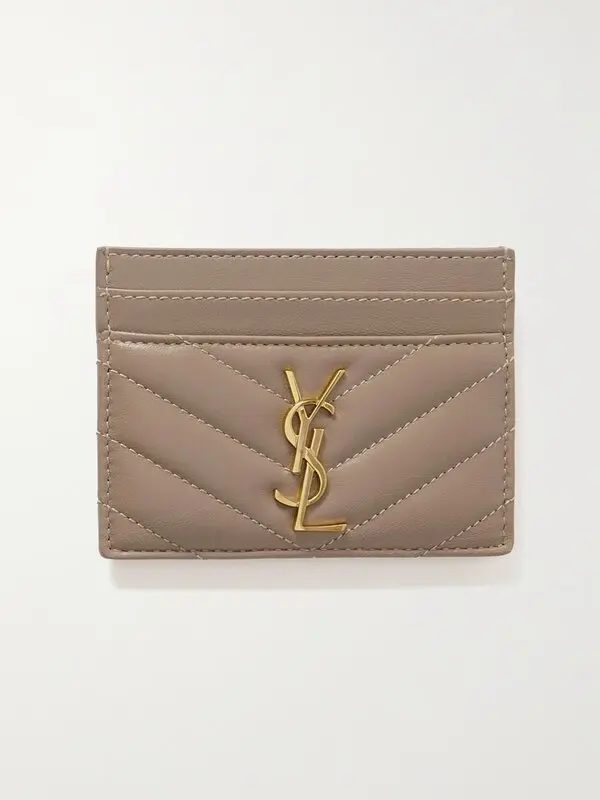 Saint Laurent Cassandre Matelassé Leather Cardholder - Gray