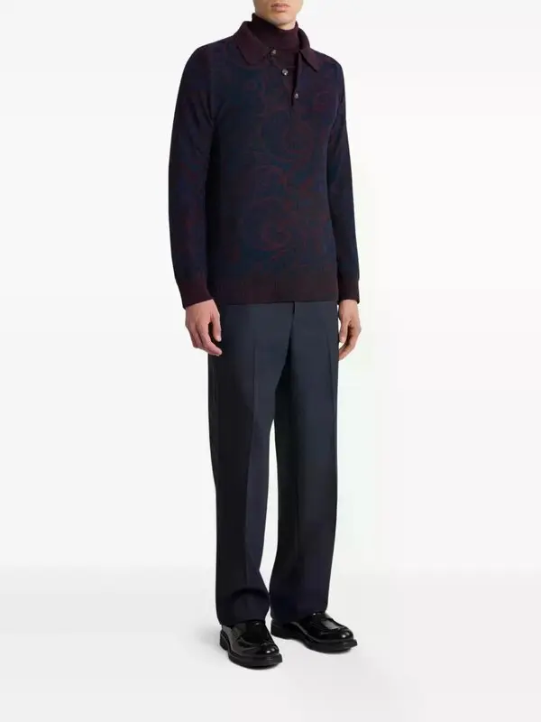Etro Jacquard Wool Polo Shirt