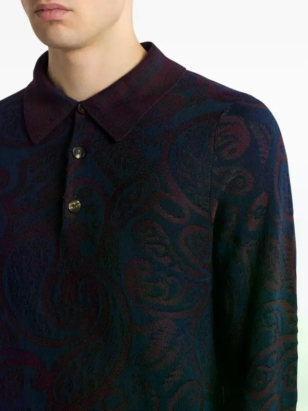 Etro Jacquard Wool Polo Shirt