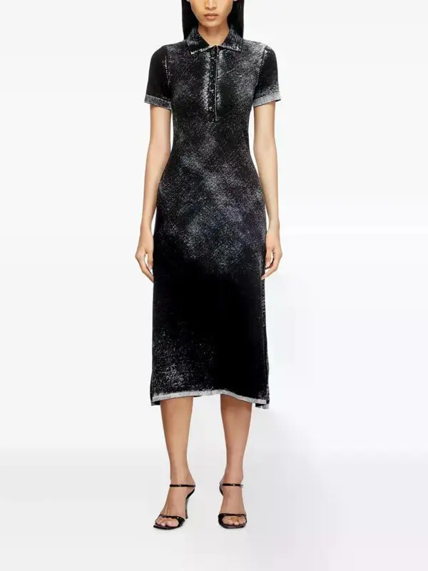 DIESEL® M-lourens Embroidered Polo Dress - Black