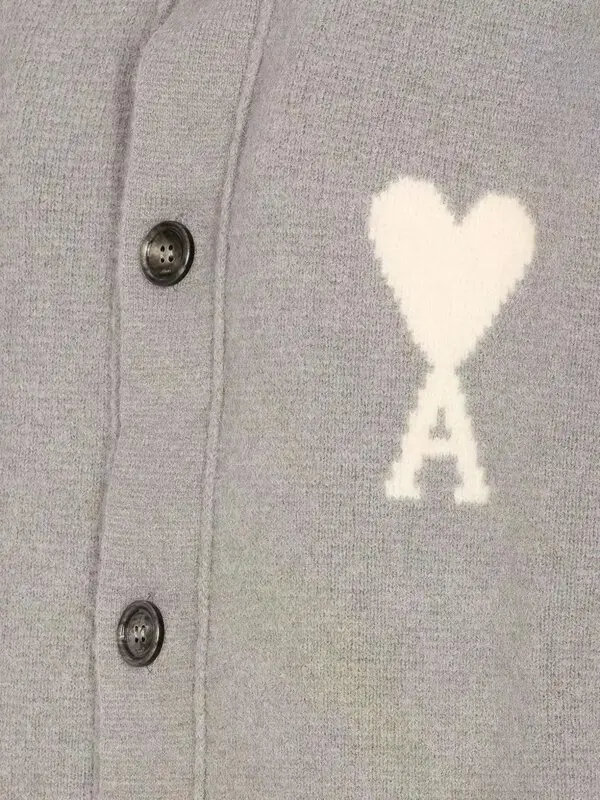 Ami Embroidered Logo Button Cardigan
