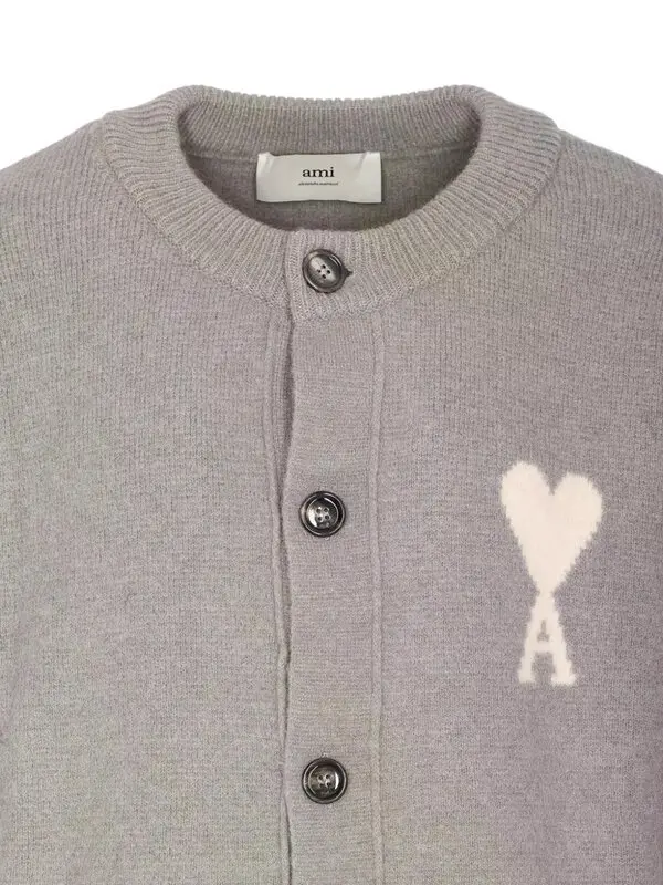 Ami Embroidered Logo Button Cardigan