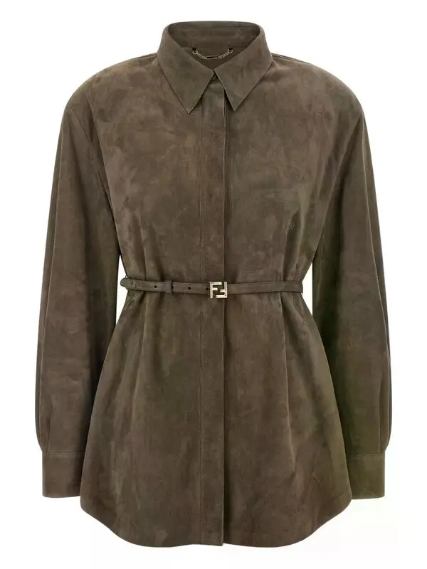 Fendi Logo-belt Suede Shirt
