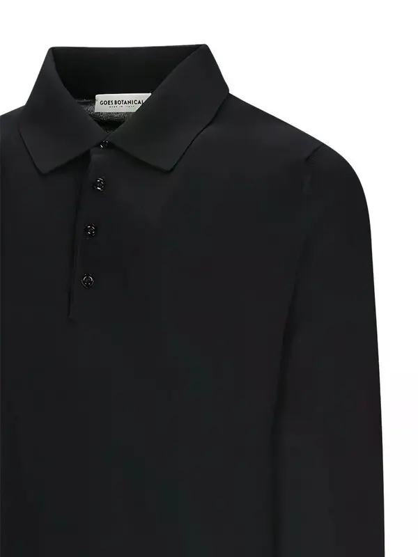 GOES BOTANICAL Buttoned Long-sleeve Polo Shirt - Black