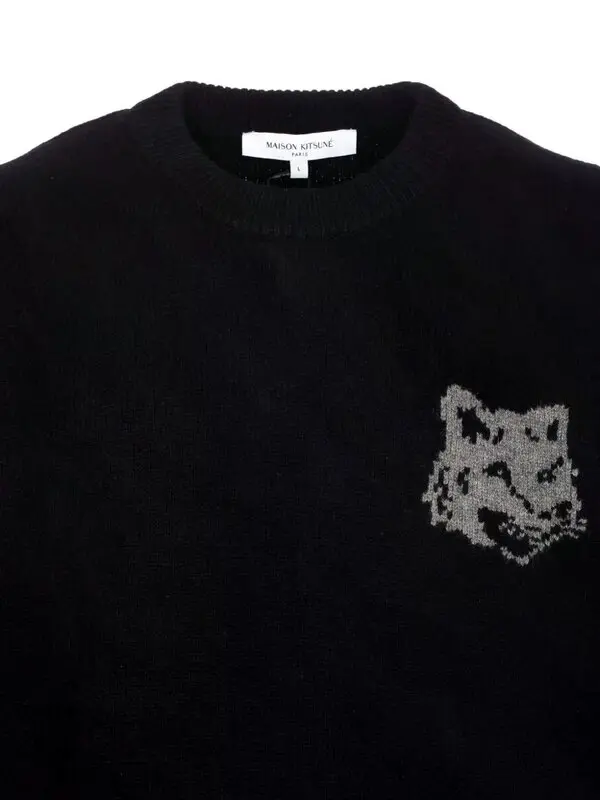 Maison Kitsuné Fox-head Intarsia Sweater - Black