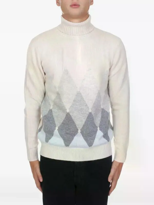 BALLANTYNE Argyle Roll-neck Cashmere Sweater