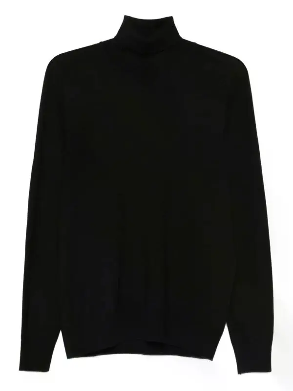 GRAN SASSO Roll-neck Fine Knit Sweater - Black