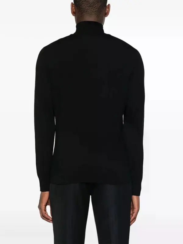 GRAN SASSO Roll-neck Fine Knit Sweater - Black