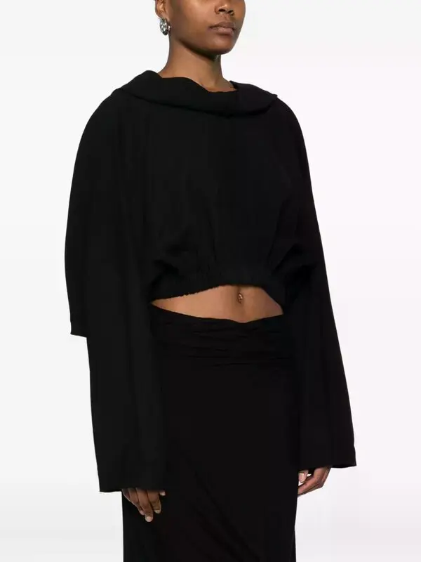 Rick Owens Cropped Hoodie - Black